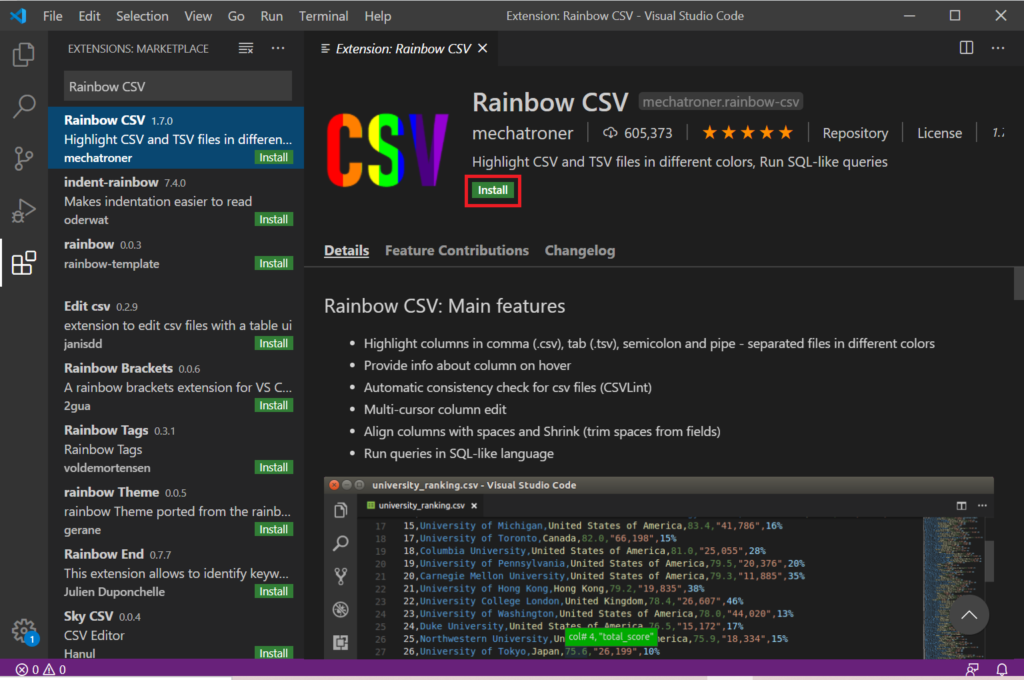 【Visual Studio Code】拡張機能のRainbow CSVを解説します | たいらのエンジニアノート