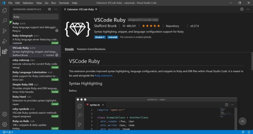 【Visual Studio Code】拡張機能のRubyを解説します | たいらのエンジニアノート