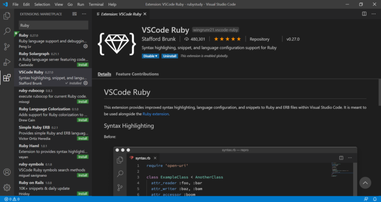 【Visual Studio Code】拡張機能のRubyを解説します | たいらのエンジニアノート