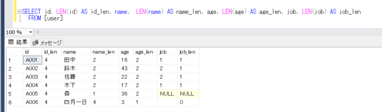 【SQL Server】文字数を取得できるLEN関数を解説します | たいらのエンジニアノート
